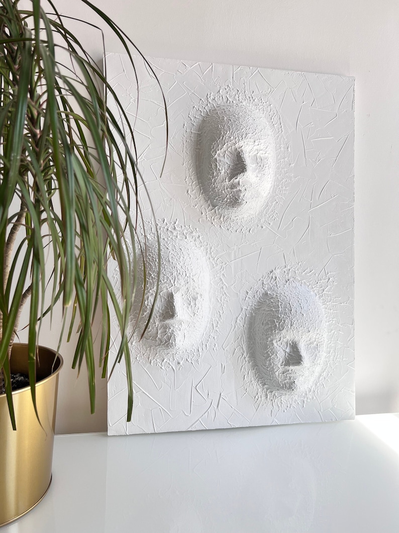 3D Faces Sculpture Plaster Art Textured Faces Wall Art - Etsy