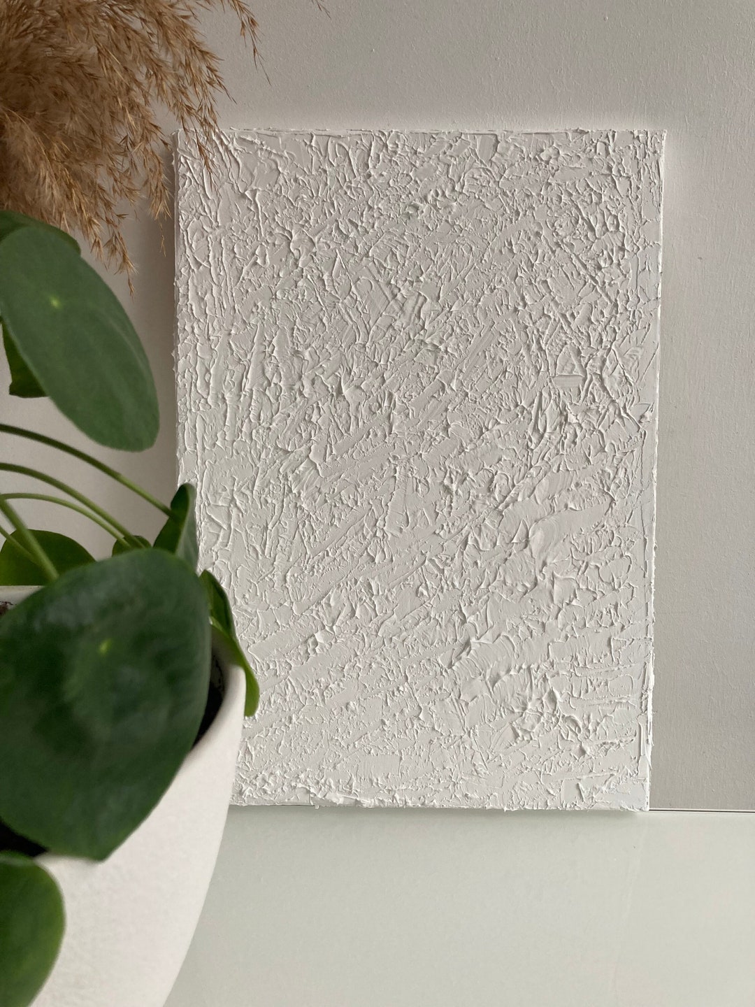 Abstract Canvas Wall Art, Original White Textured Painting, Minimalist ...