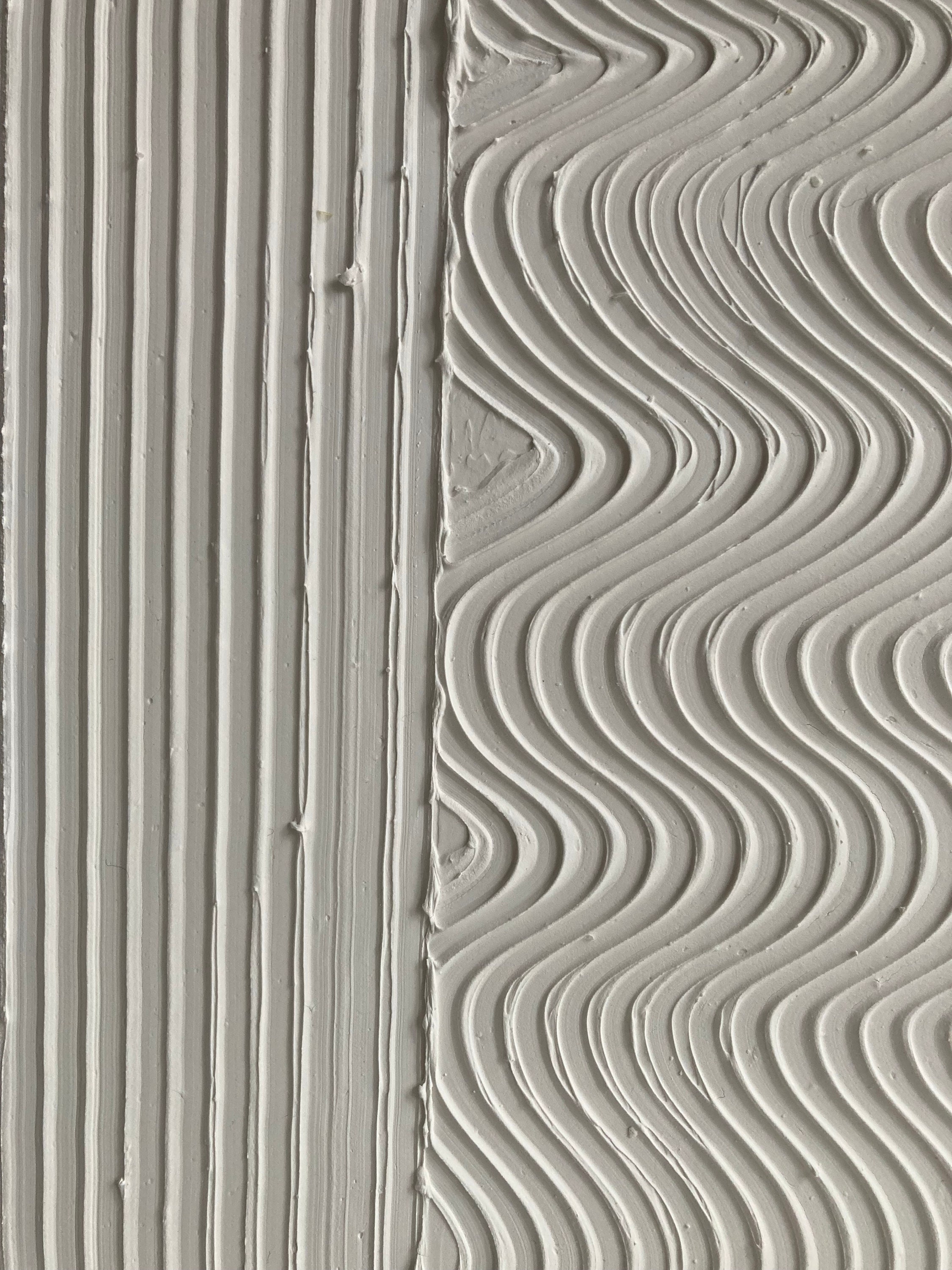 Abstract Canvas Wavey Wall Art, Original White Wavey Textured Painting ...