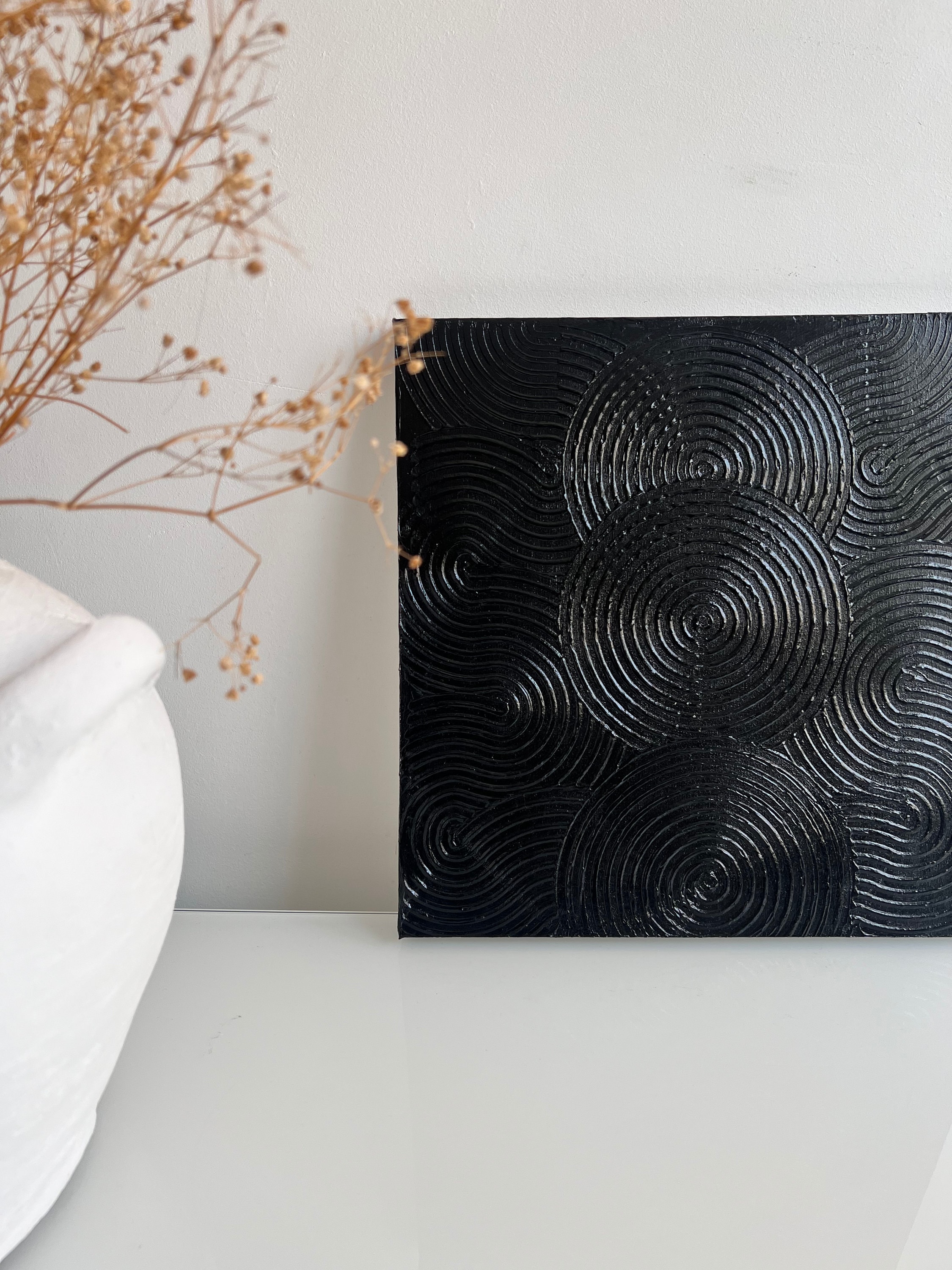 Black Textured Arch Art Painting, Arch Abstract Plaster, Minimalist ...