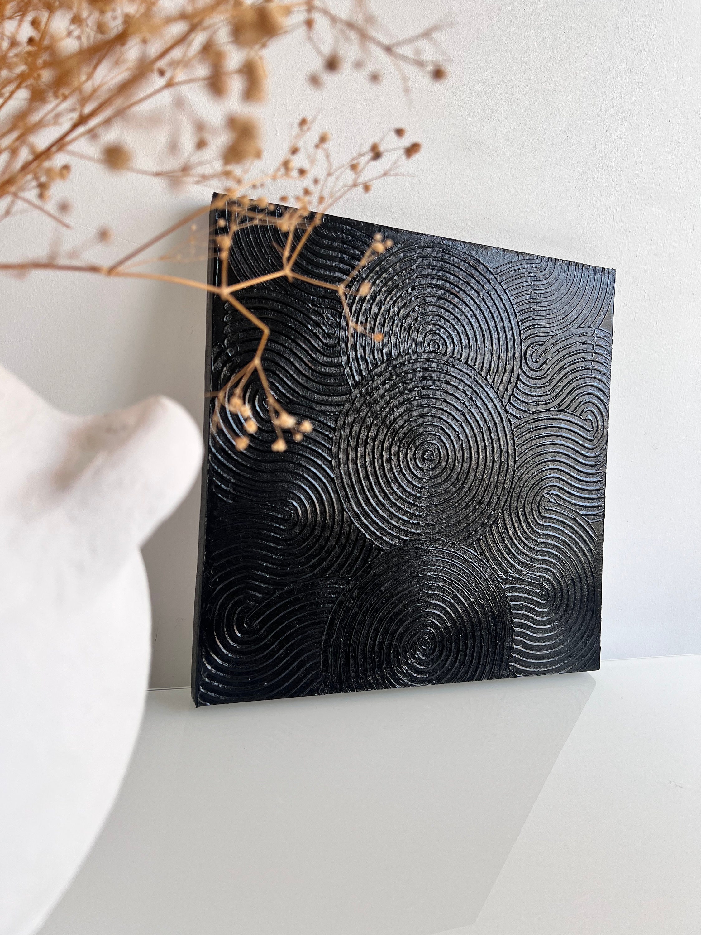 Black Textured Arch Art Painting, Arch Abstract Plaster, Minimalist ...