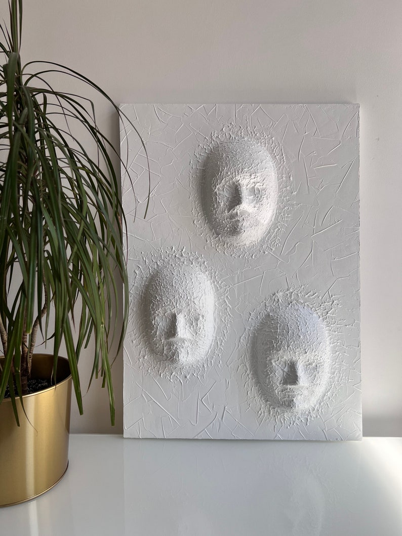 3D Faces Sculpture Plaster Art Textured Faces Wall Art - Etsy