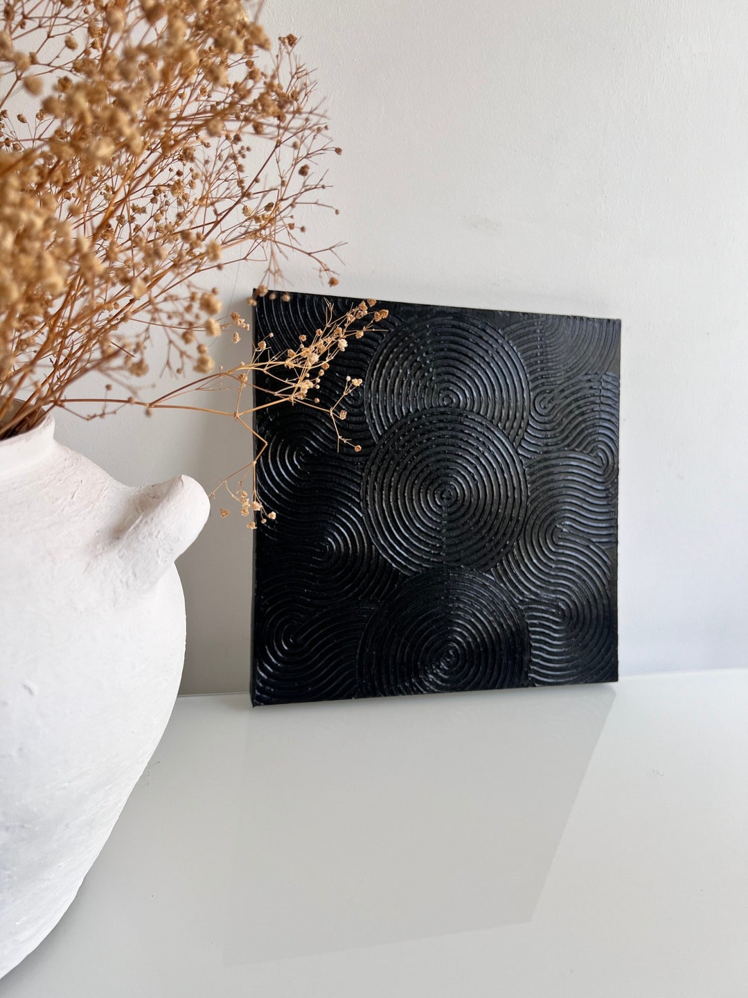 Black Textured Arch Art Painting, Arch Abstract Plaster, Minimalist ...