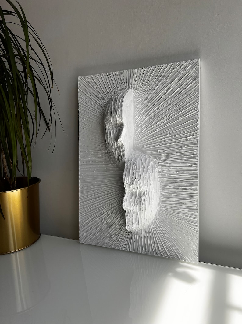 3D Faces Sculpture Plaster Art, Textured Faces Wall Art, Unique ...