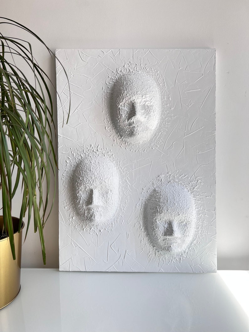 3D Faces Sculpture Plaster Art Textured Faces Wall Art - Etsy
