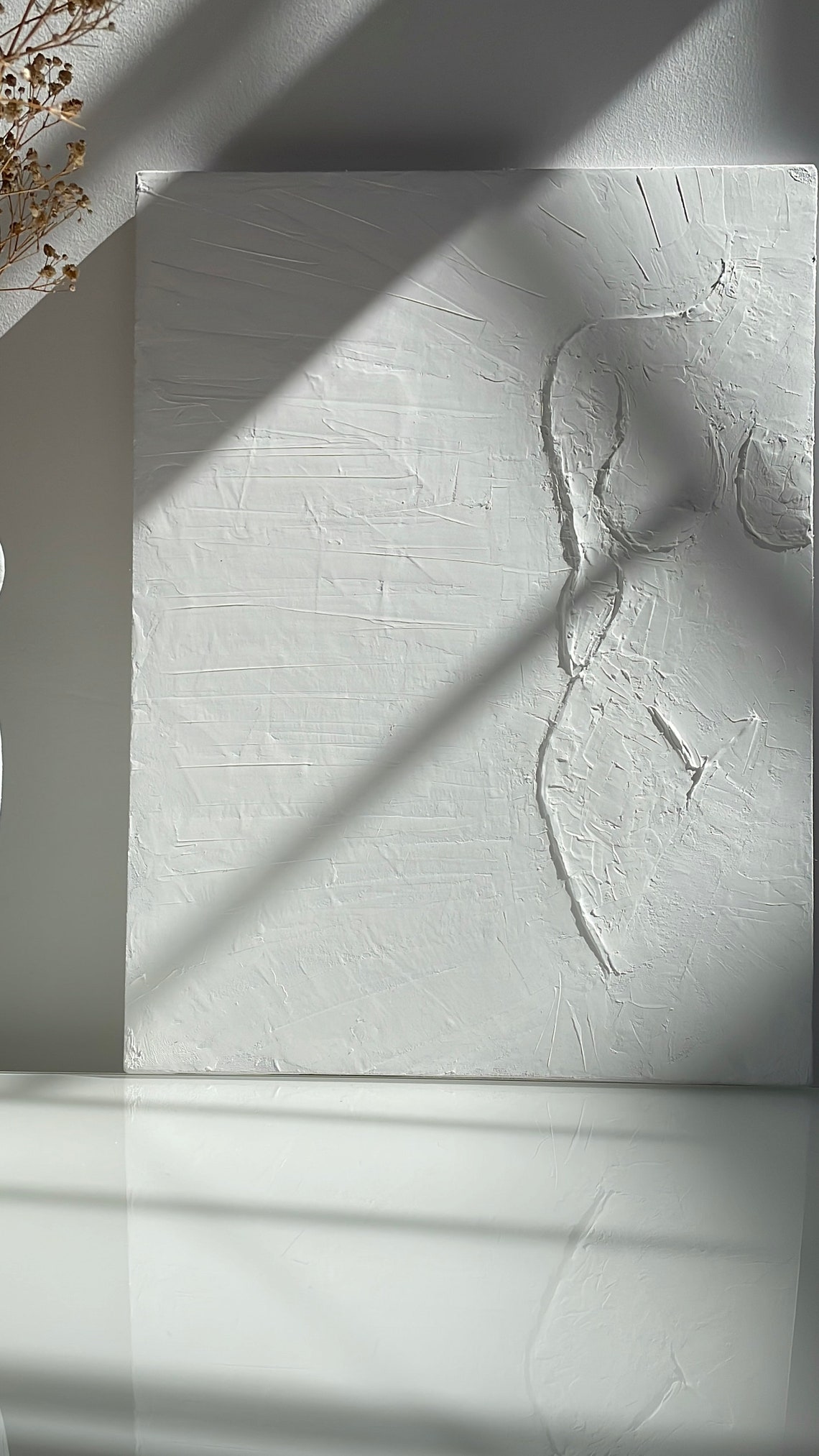 Female Torso Silhouette Plaster Art on Canvas Arch Textured - Etsy