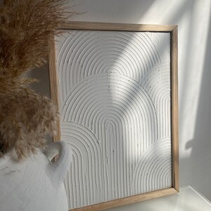 White Textured Rainbow Plaster Wall Art, Arch Abstract Plaster Painting ...