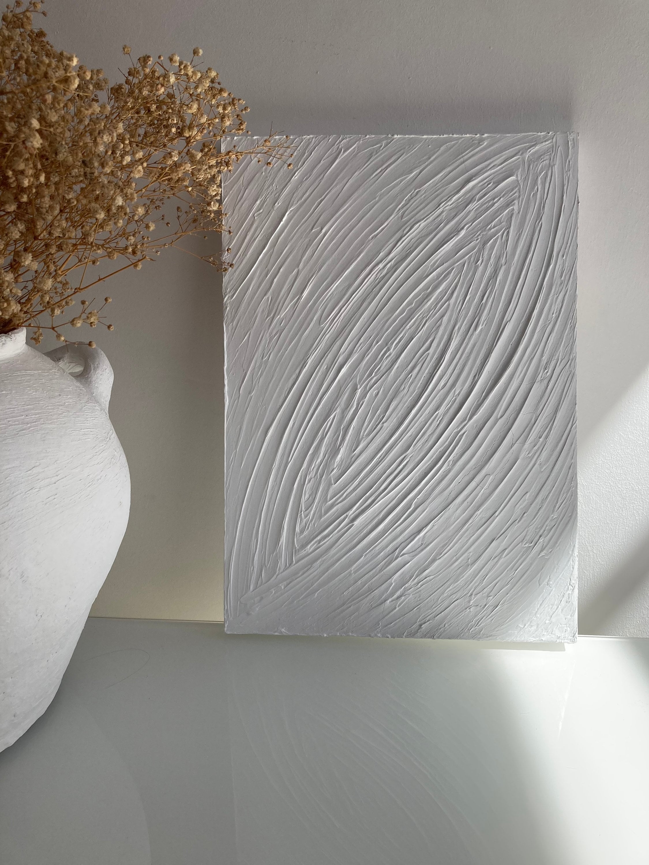 White Textured Plaster Wall Art Arch Abstract Painting - Etsy