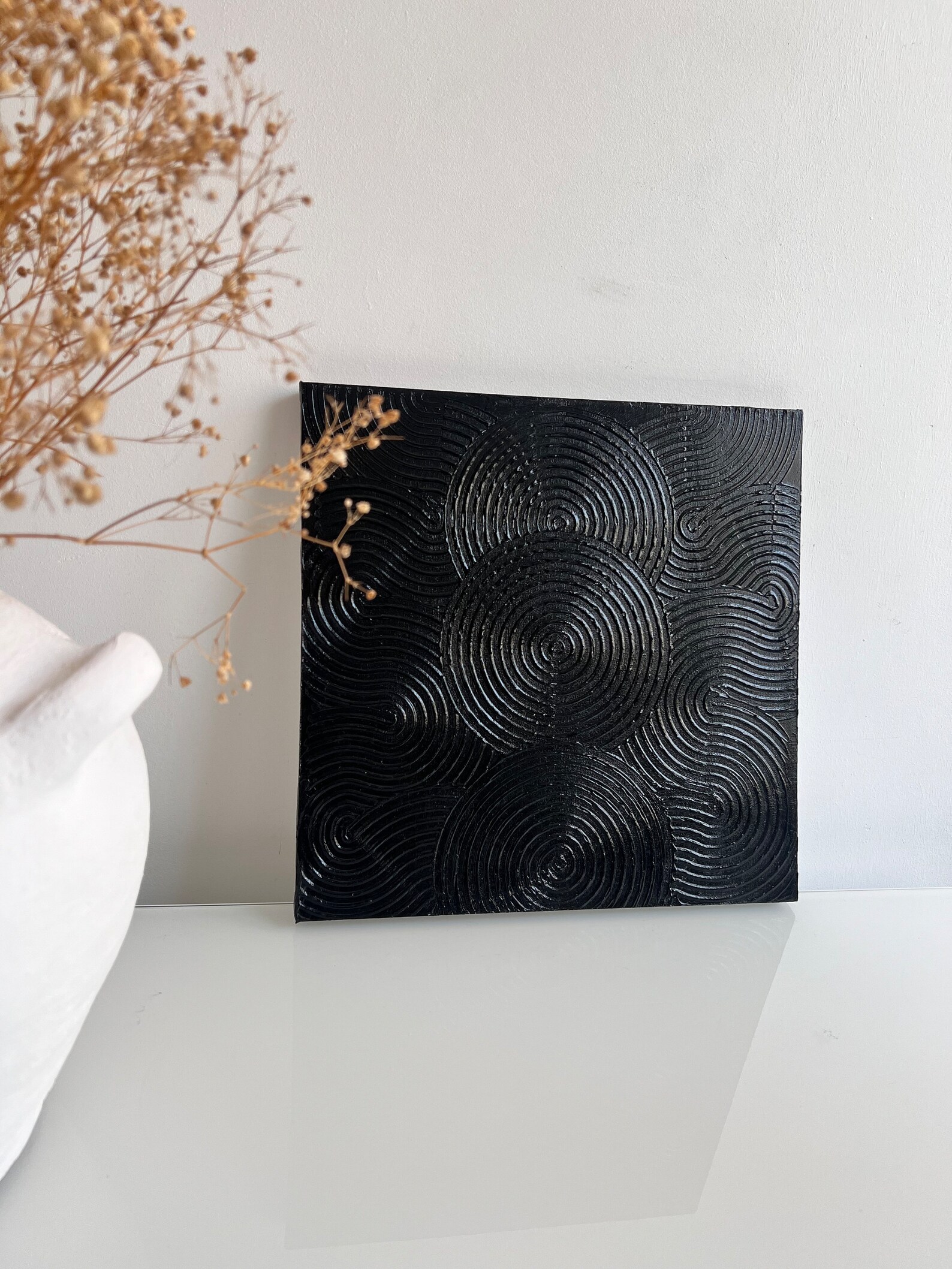 Black Textured Arch Art Painting, Arch Abstract Plaster, Minimalist ...