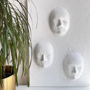 3D Faces Sculpture Plaster Art, Textured Faces Wall Art, Unique ...