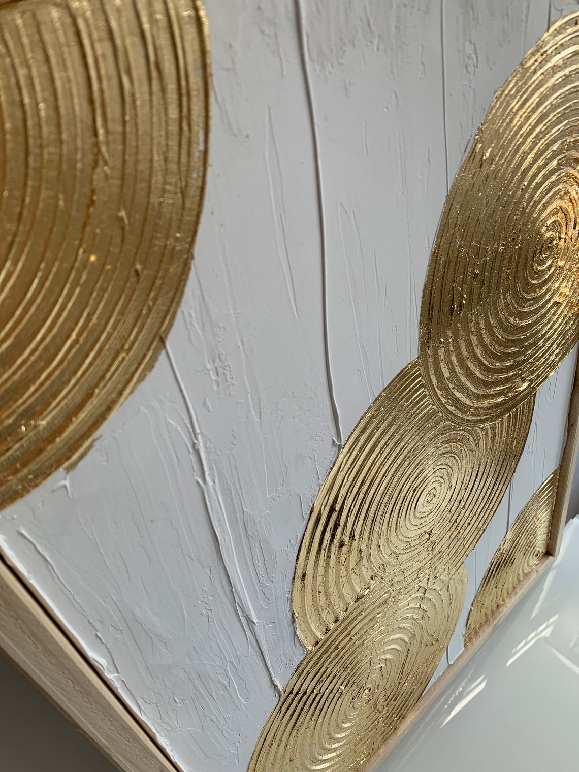 White Textured Gold Wall Art Arch Textured Abstract Plaster - Etsy