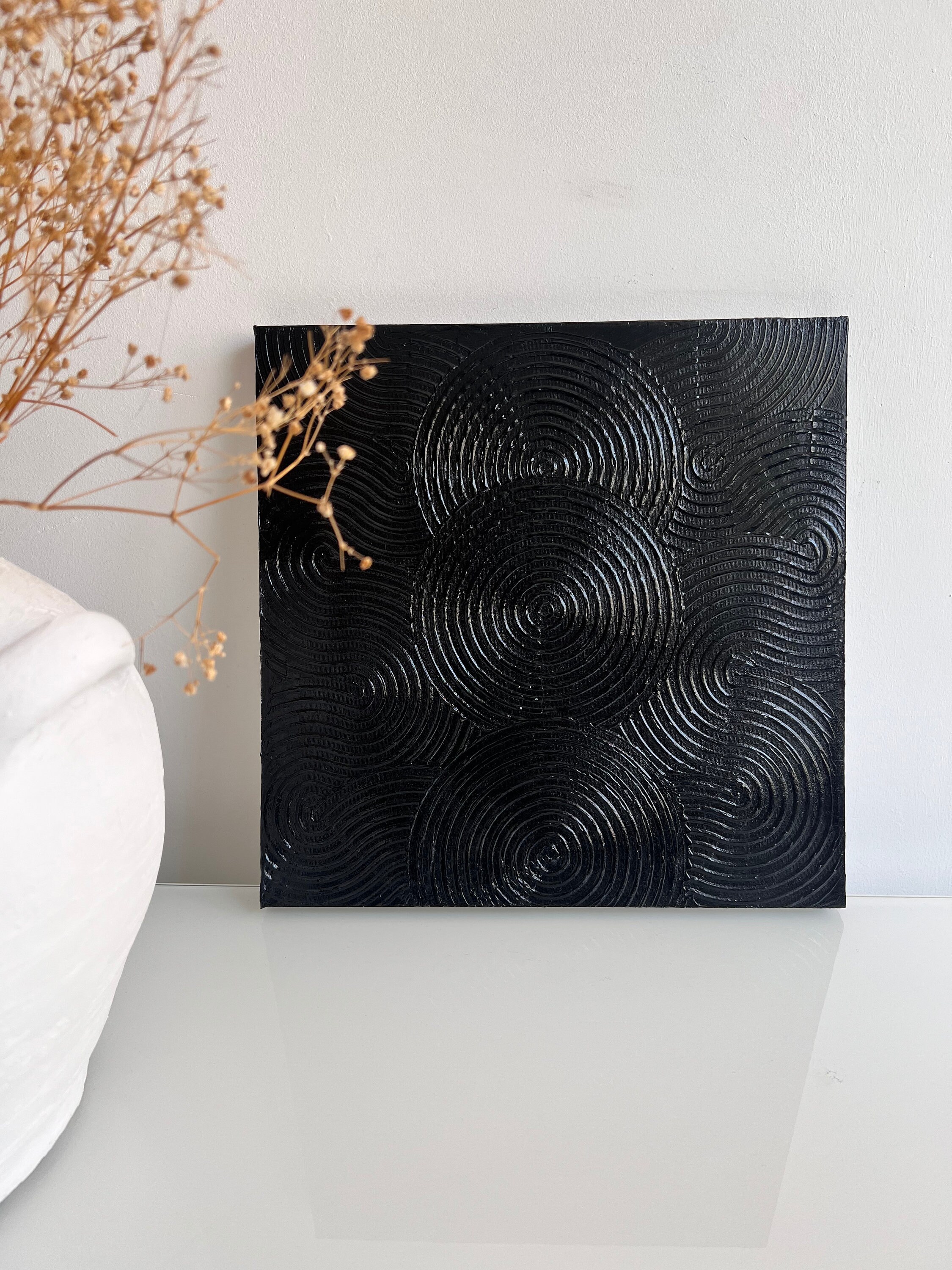 Black Textured Arch Art Painting, Arch Abstract Plaster, Minimalist ...