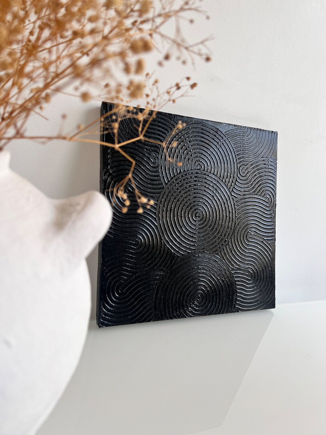 Black Textured Arch Art Painting, Arch Abstract Plaster, Minimalist ...