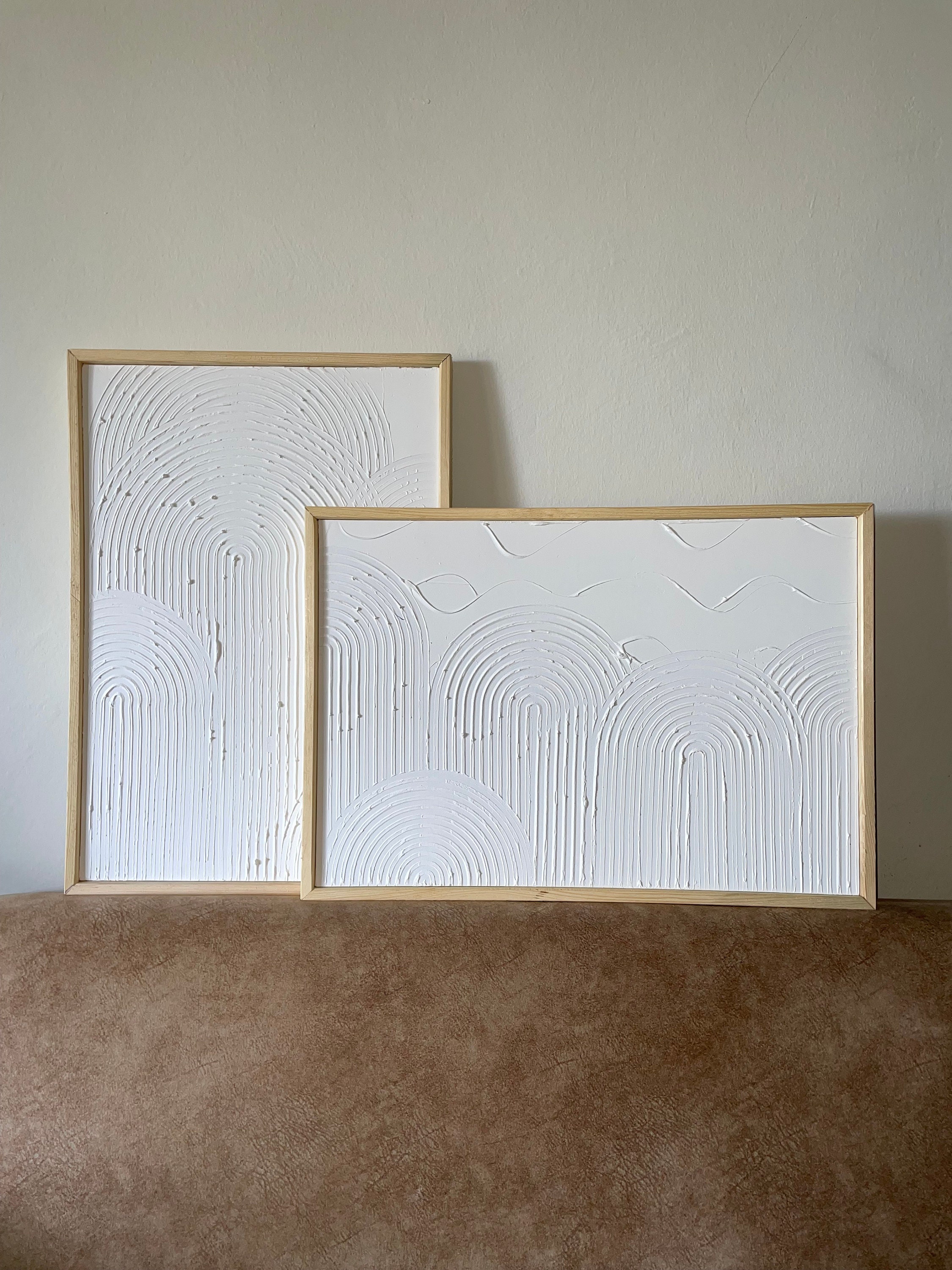 Set of 2 Textured Rainbow Wall Art Arch Abstract Plaster - Etsy