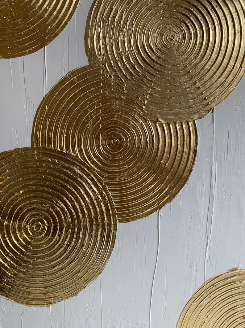 White Textured Gold Wall Art Arch Textured Abstract Plaster - Etsy