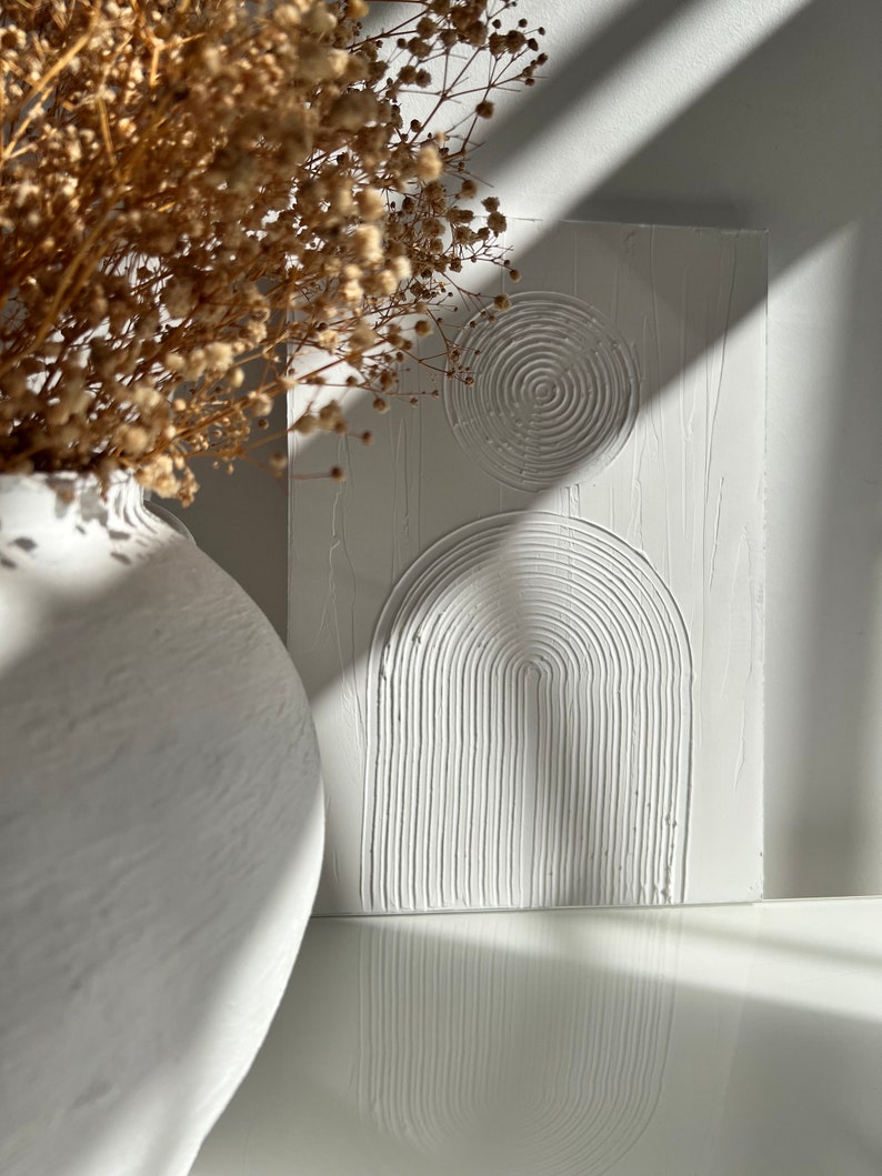 White Textured Rainbow Wall Art Arch Textured Abstract - Etsy
