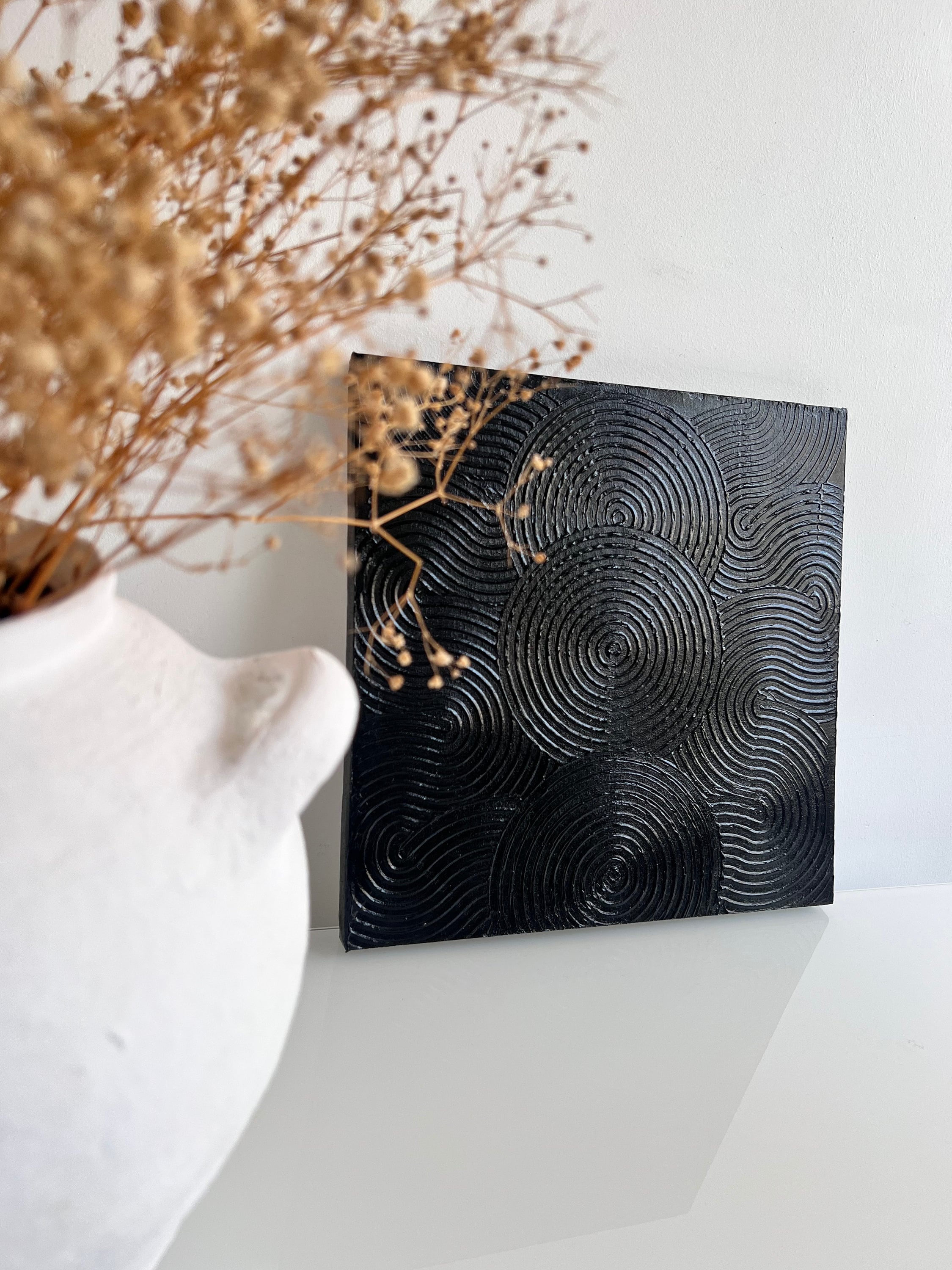 Black Textured Arch Art Painting, Arch Abstract Plaster, Minimalist ...
