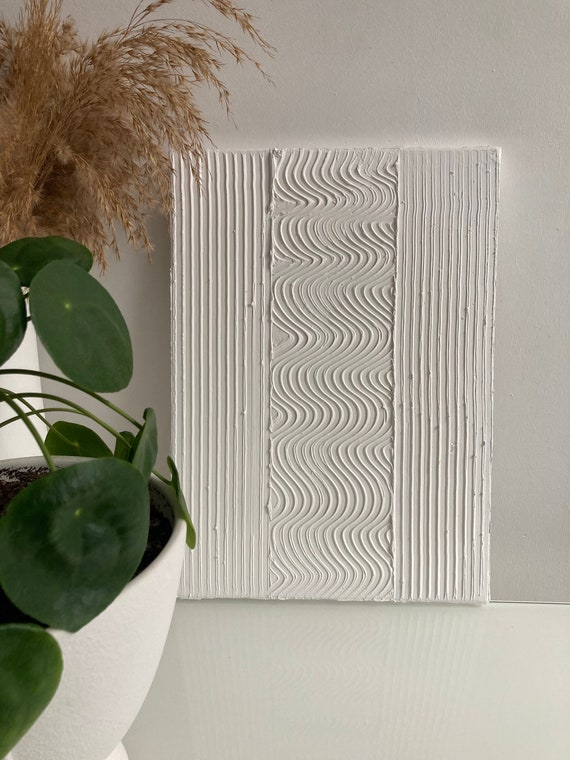 Abstract Canvas Wavey Wall Art Original White Wavey Textured - Etsy