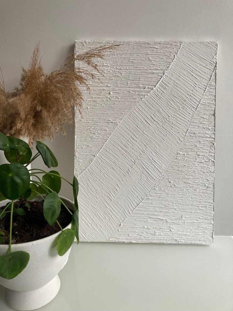 Abstract Canvas Wall Art Original White Textured Painting | Etsy