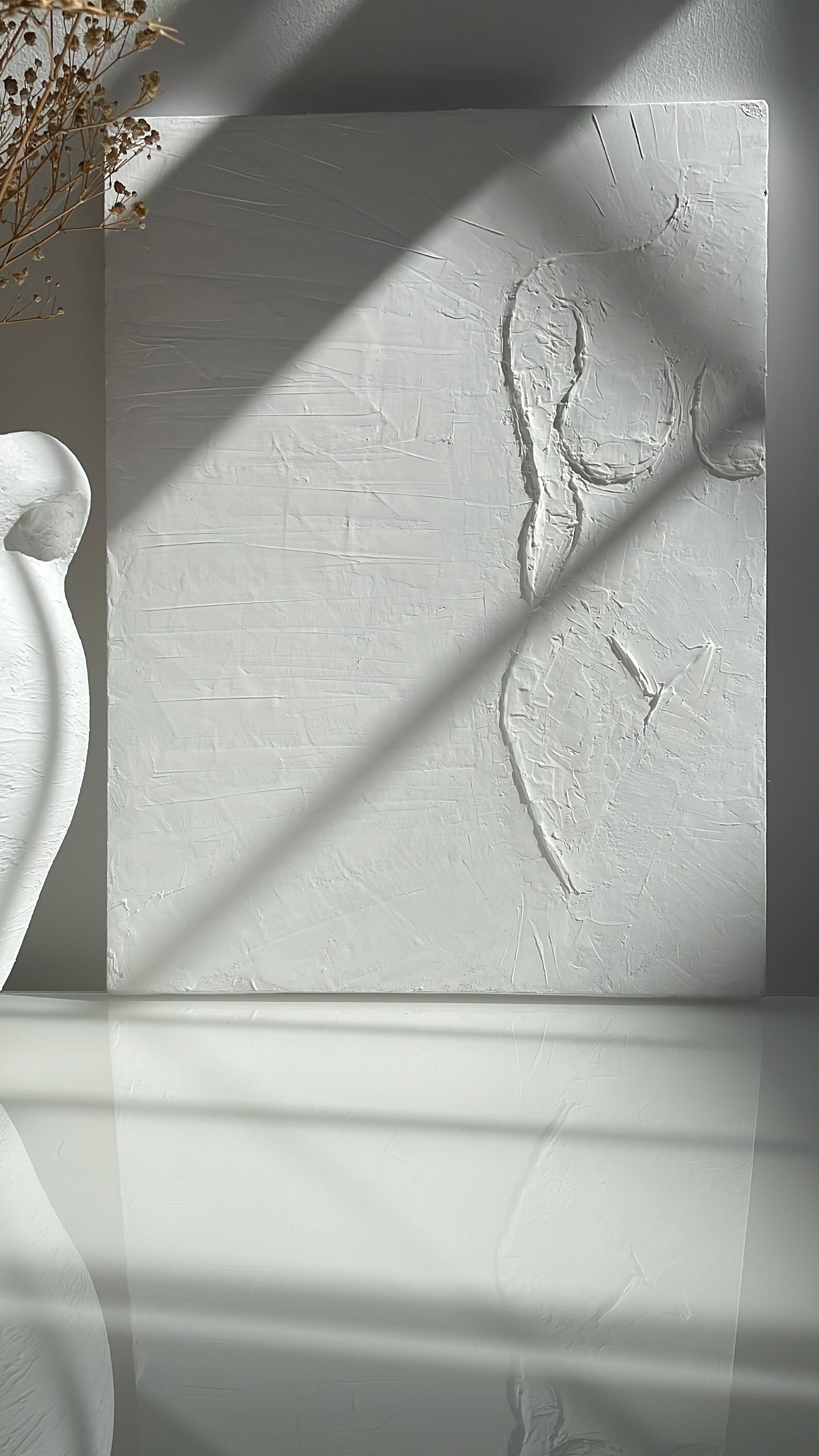 Female Torso Silhouette, Plaster Art on Canvas, Arch Textured Abstract ...