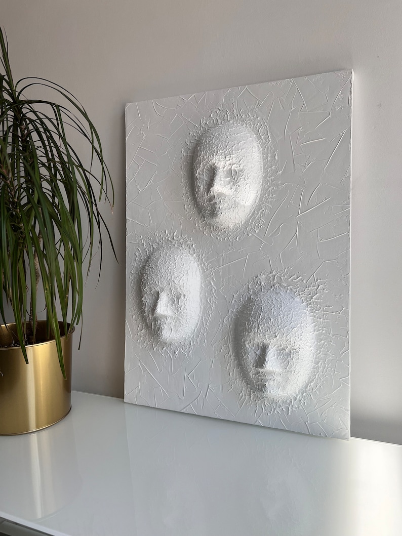 3D Faces Sculpture Plaster Art Textured Faces Wall Art - Etsy