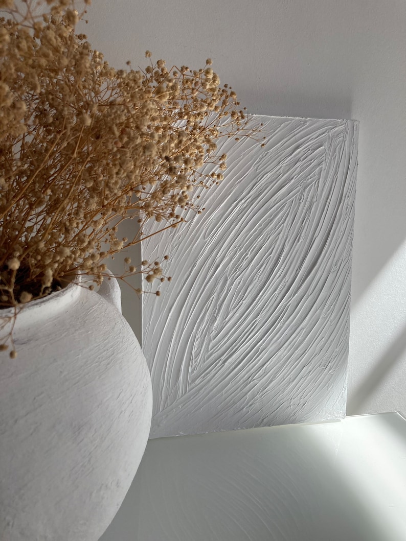 White Textured Plaster Wall Art, Arch Abstract Painting, Minimalist ...