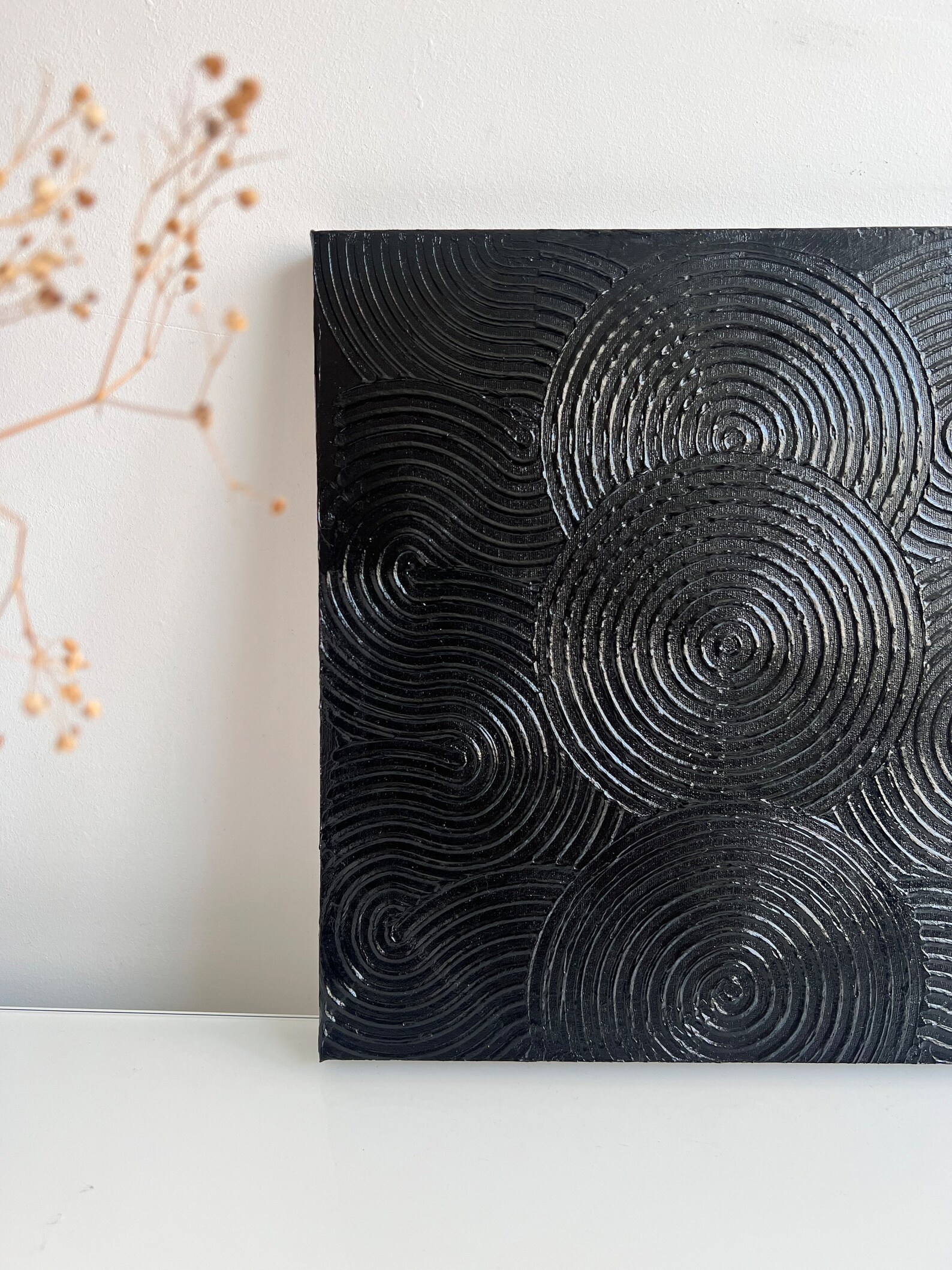 Black Textured Arch Art Painting, Arch Abstract Plaster, Minimalist ...