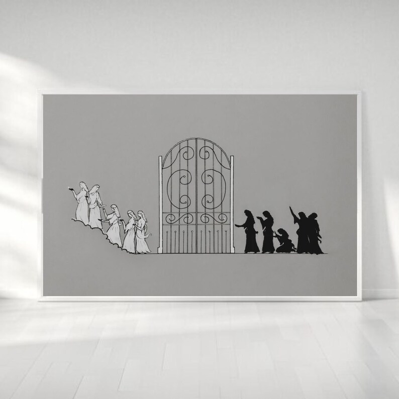 The Parable of the Ten Virgins, Modern Christian Line Art, Bible Verse ...