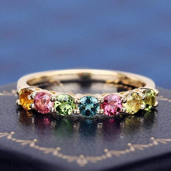 Rainbow Gold Ring - Etsy