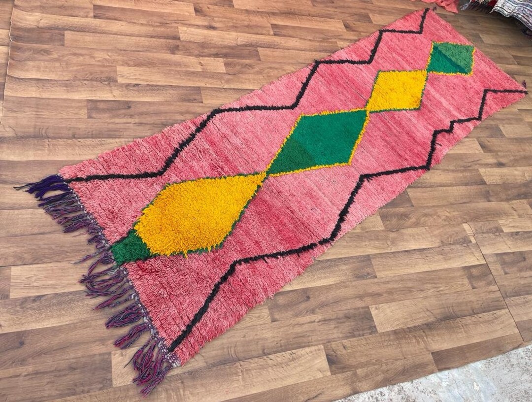 3x9,6 Feet Runner Azilal Rug, Pink Runner Vintage Rug, 93x290cm Berber ...