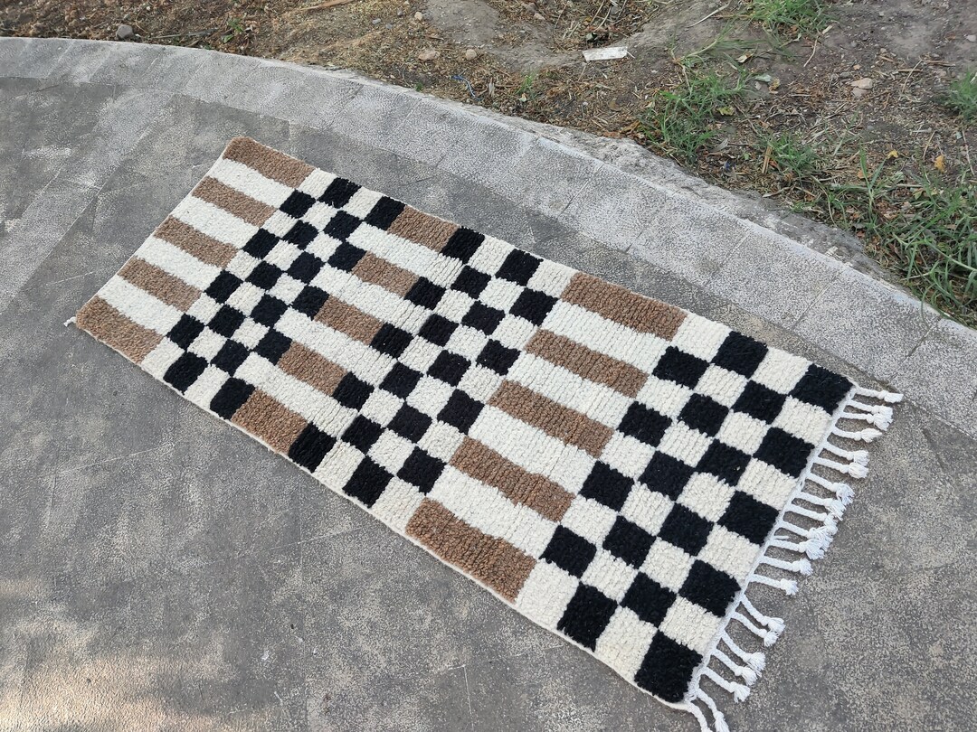 2x6ft 2x8feet Pink Runner Moroccan Checkered Runner Wool Beni - Etsy