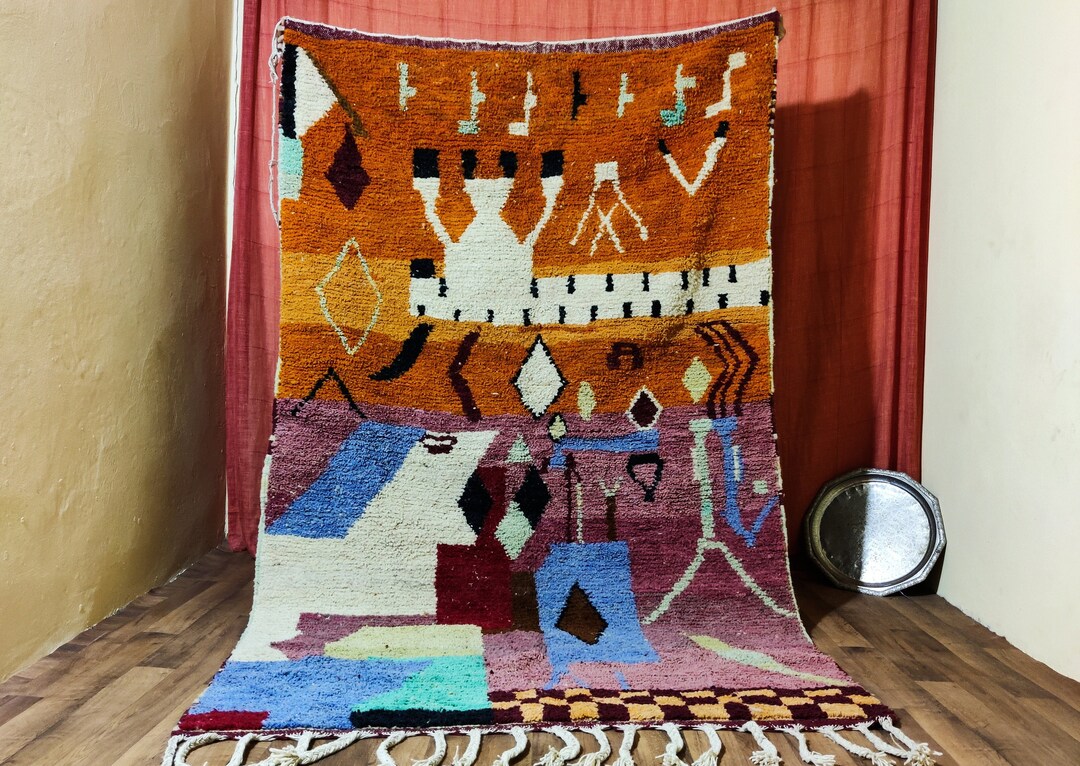 Orange Berber Rug: Handmade Moroccan Boujaad Rug - Etsy