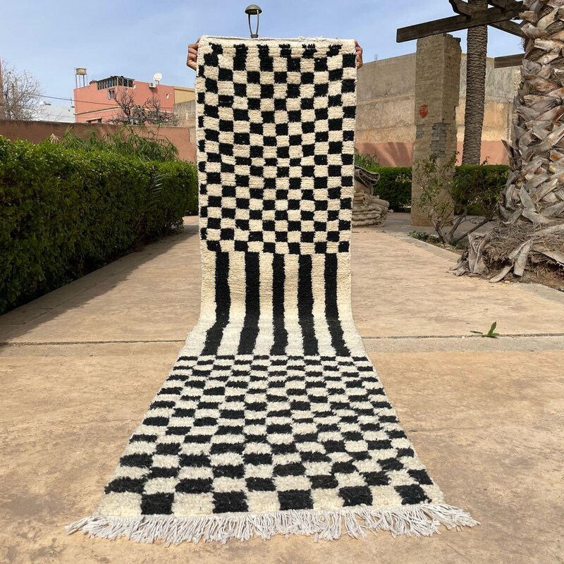 Checkered Rug Runner - Etsy