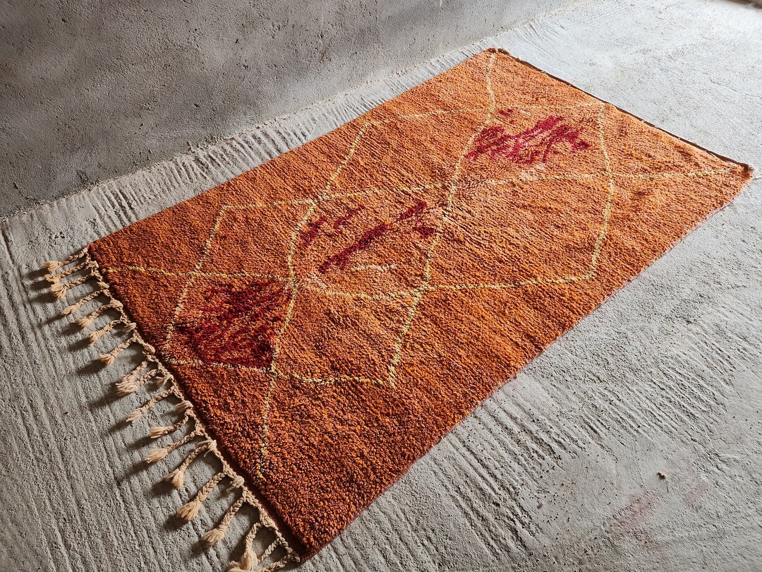 AMAZING MINIMALISTIC Rug-5x8ft Best Moroccan Orange Rug for Your Living ...