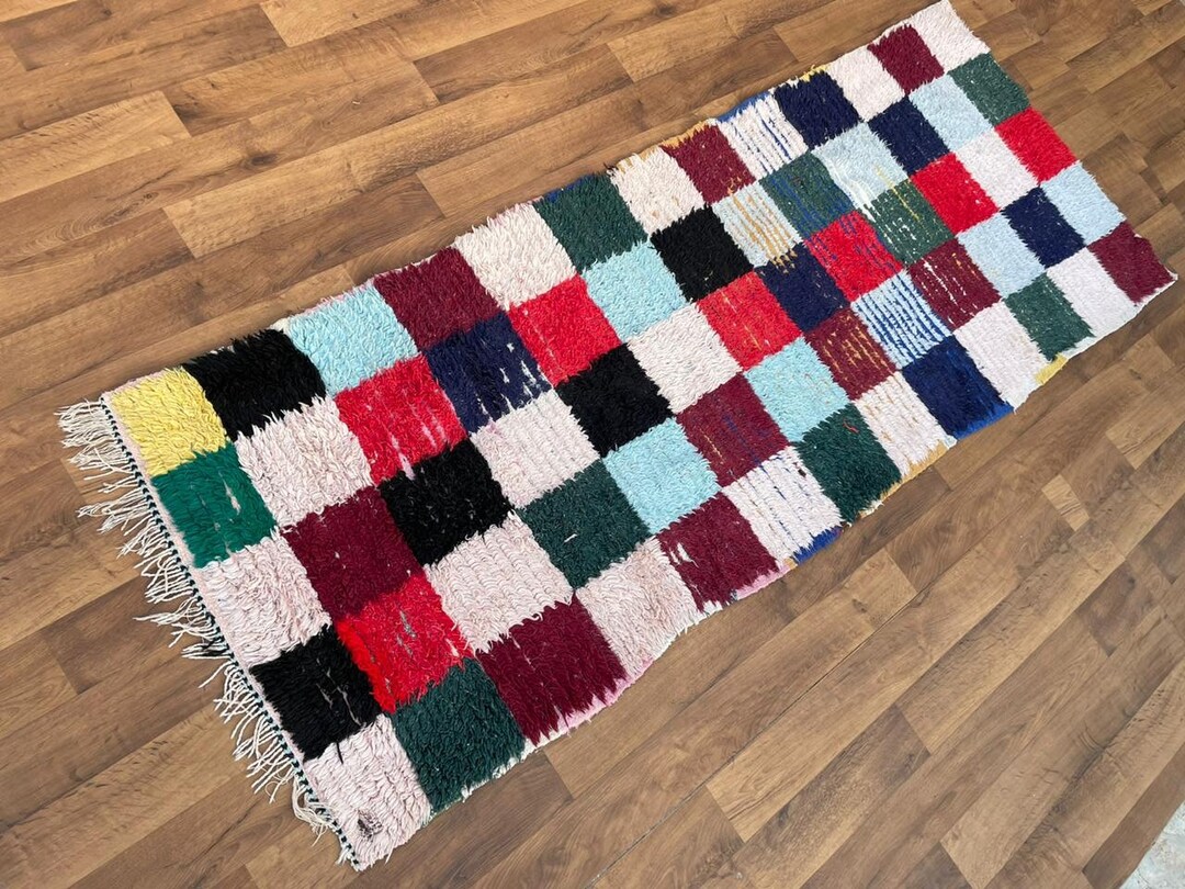3x7 Feet Runner Berber Vintage Checkered Rug 93x224cm - Etsy