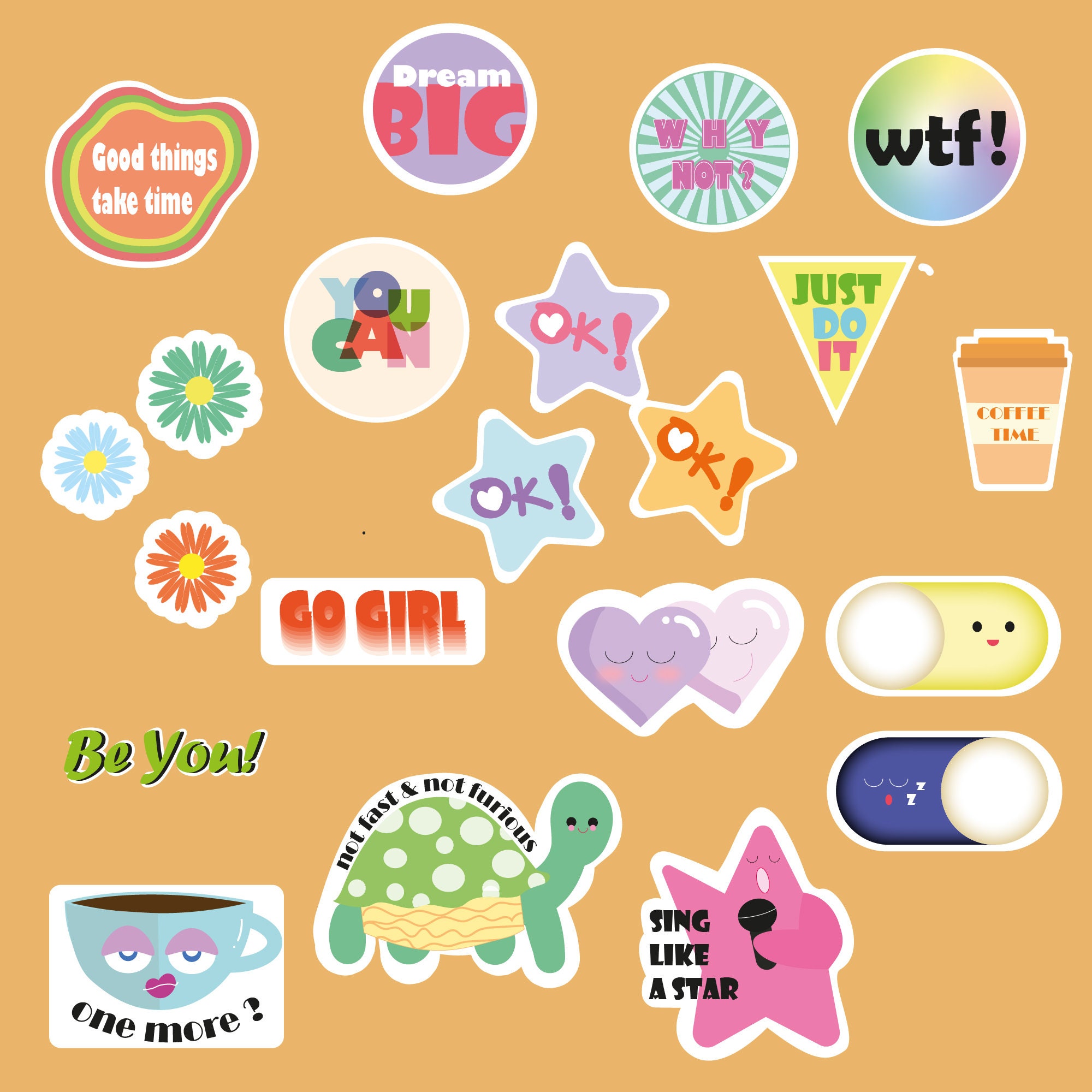 Motivational PNG Printable Sticker Sheet Cute Funny Sticker - Etsy