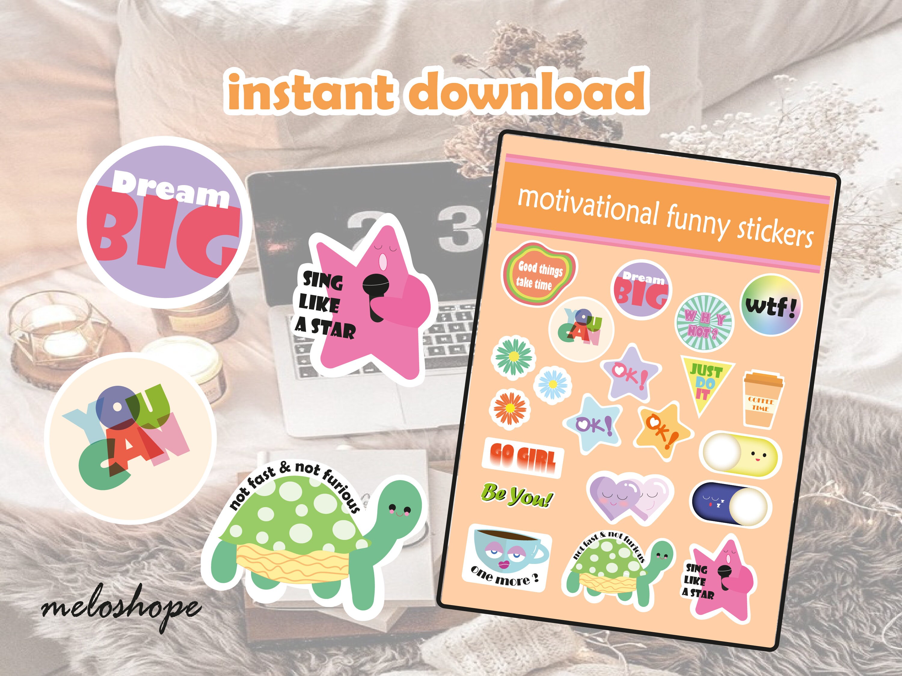 Motivational PNG Printable Sticker Sheet Cute Funny Sticker - Etsy