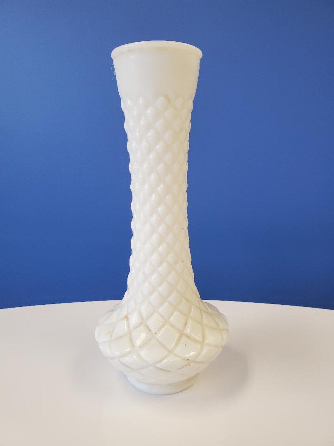 Vintage Randall Milk Glass Diamond Pattern Bud Vase, Collectible Vase ...