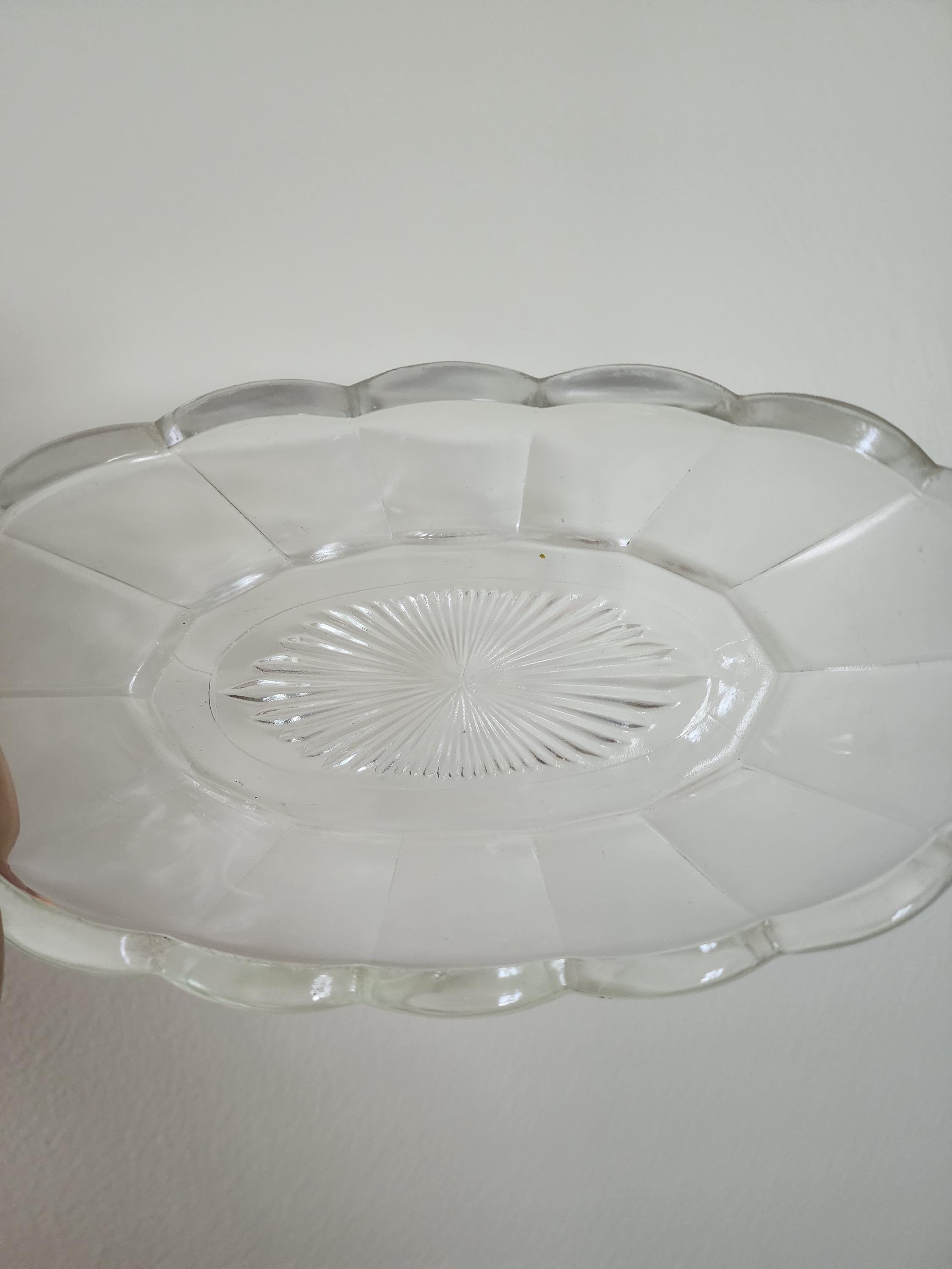 Vintage Glass Dish, Butter Dish, Ashtray, Scalloped Edge Collectible ...