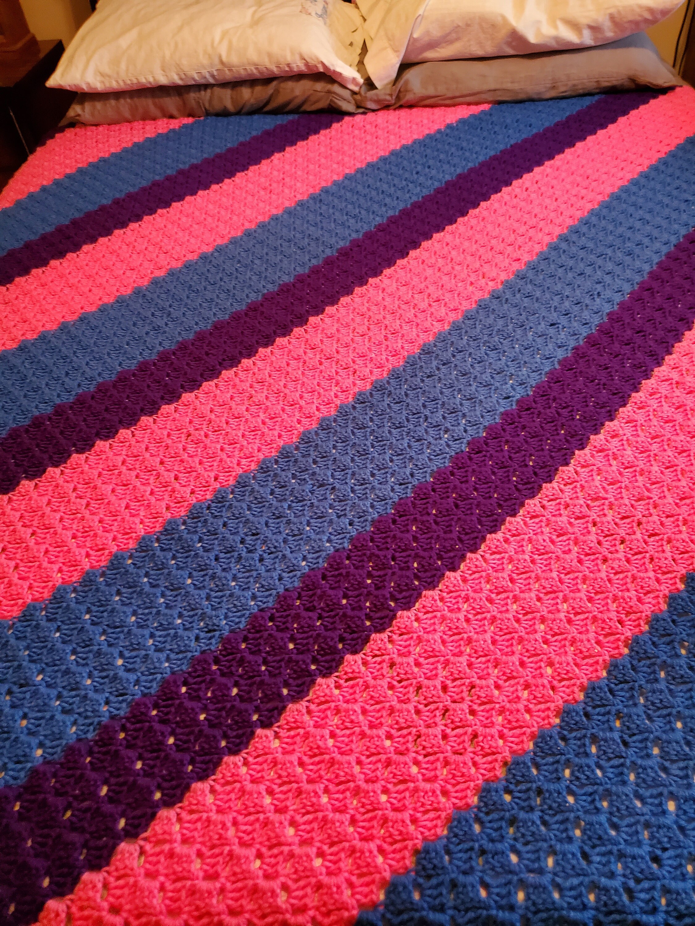 Bi-flag Colored Afghan Bi-sexual Pride Afghan Pink Blue and - Etsy