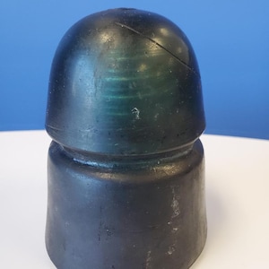 X Vintage Glass Dark Green Insulator, Insulator Marked B, Electrical ...