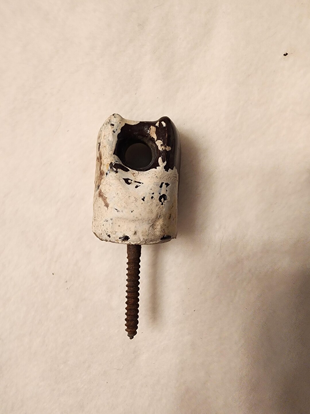 Vintage Small White Electric Wire Insulator With Screw for Post ...