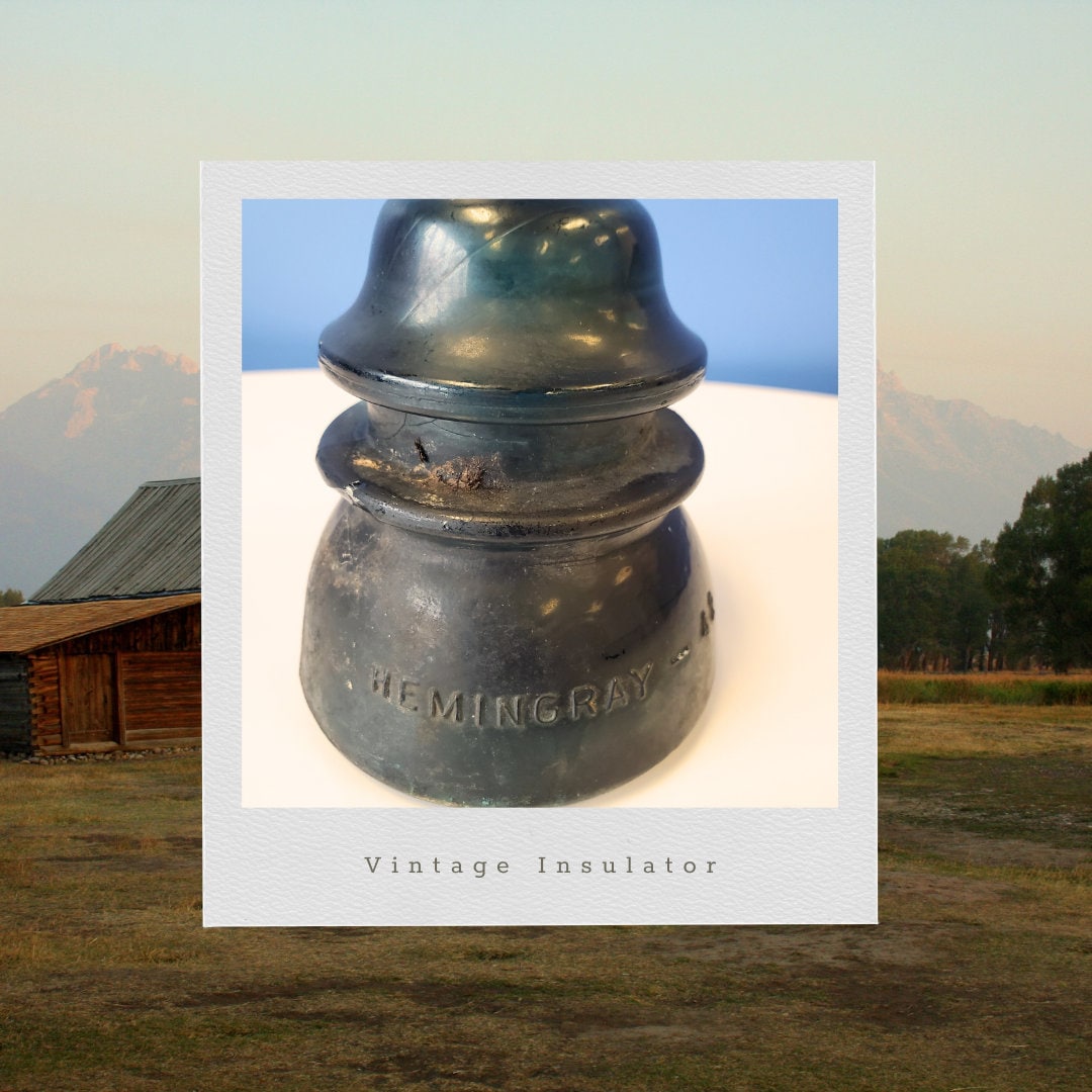 40 Dark Blueish Green Hemingray 40 Glass Insulator, Vintage Glass Dark ...
