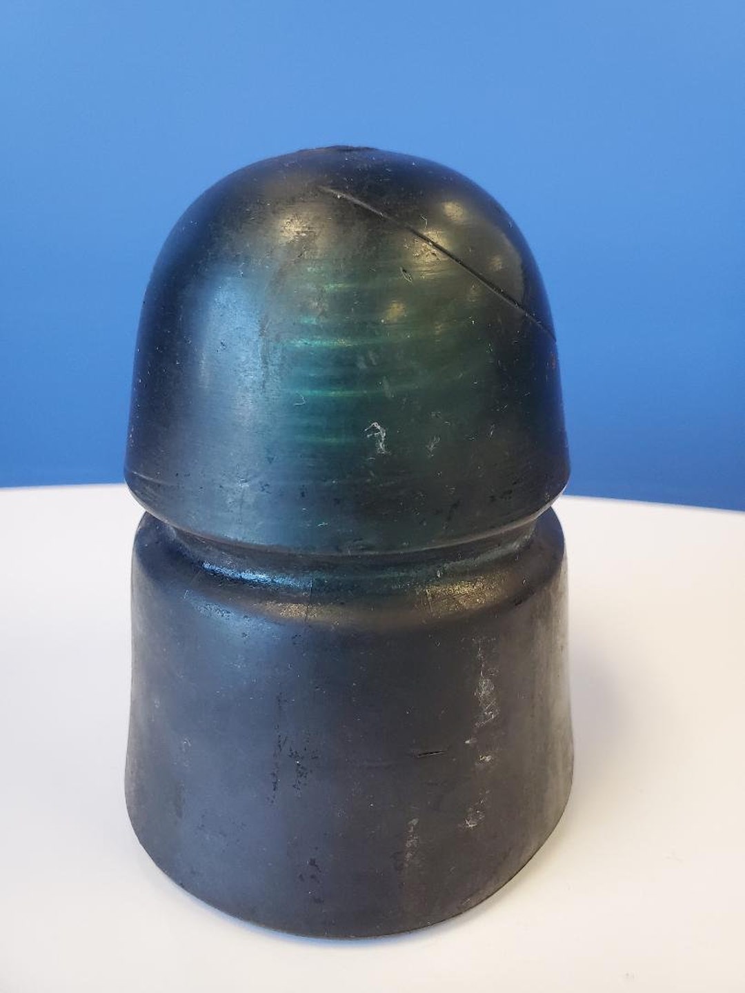 X Vintage Glass Dark Green Insulator, Insulator Marked B, Electrical ...