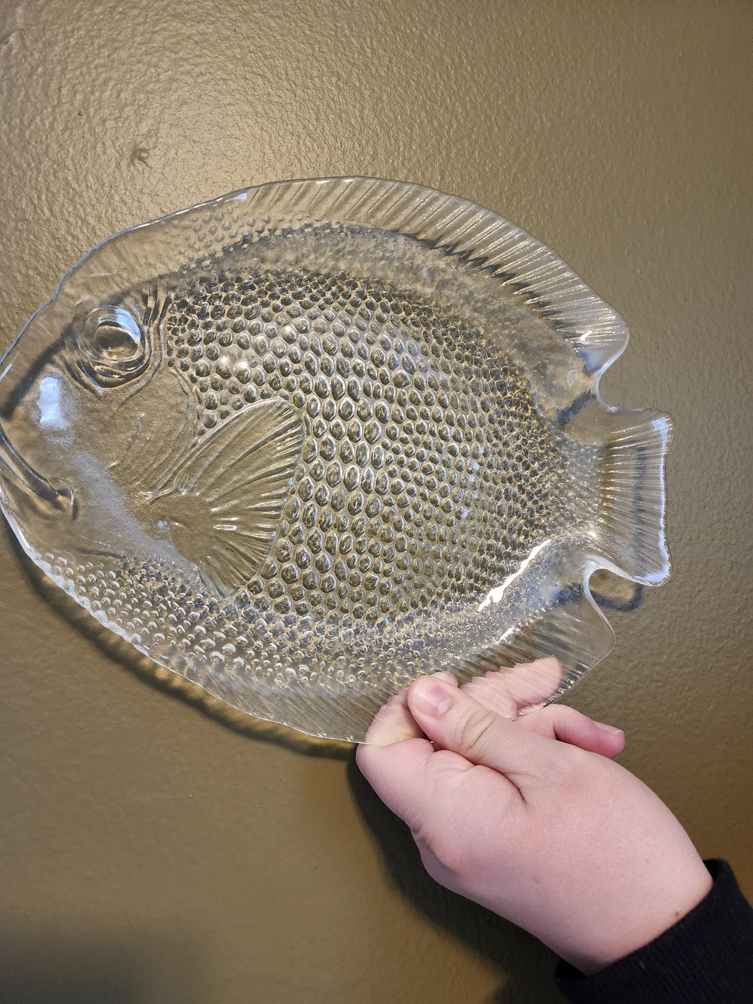 Vintage Glass Fish Plate, Quirky Grumpy Fish Plate, Serving Dish - Etsy