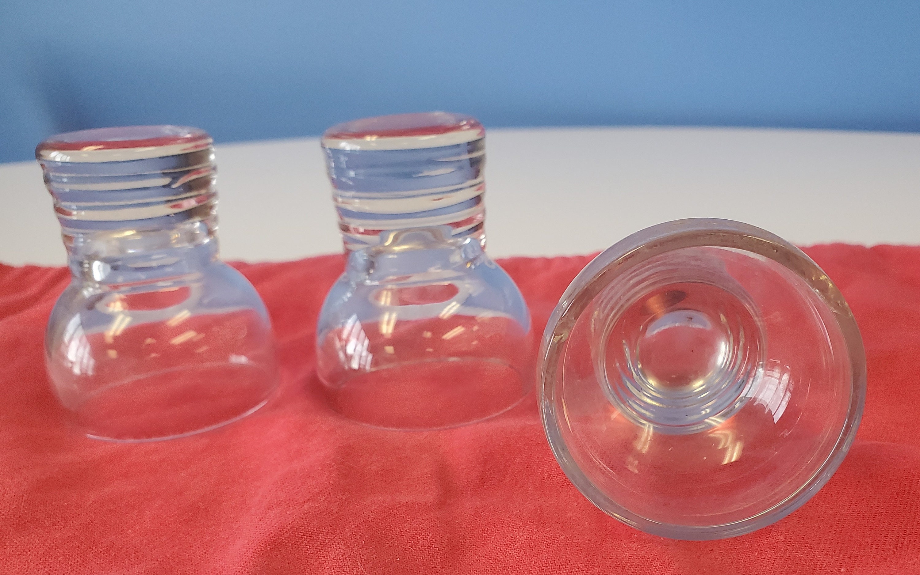 Set of 2 Vintage Glass Sake Shot Glasses, Art Deco Shot Glasses, Small ...