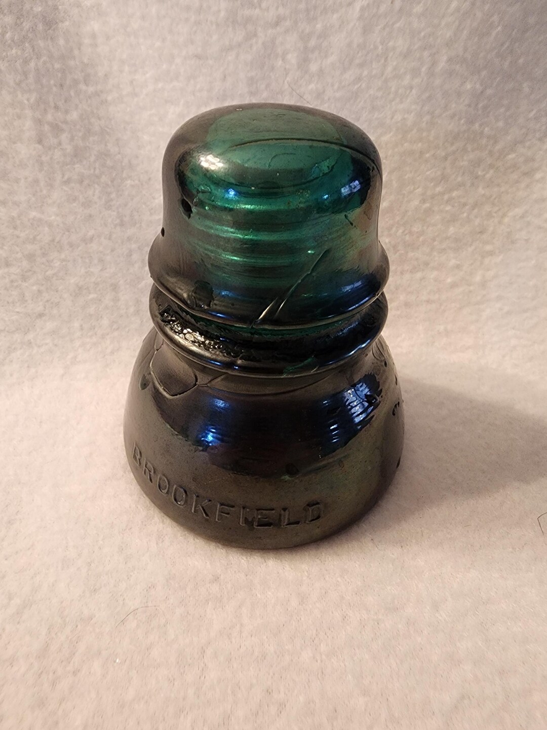Vintage Glass Dark Green Insulator, Electrical Insulator, Brookfield ...