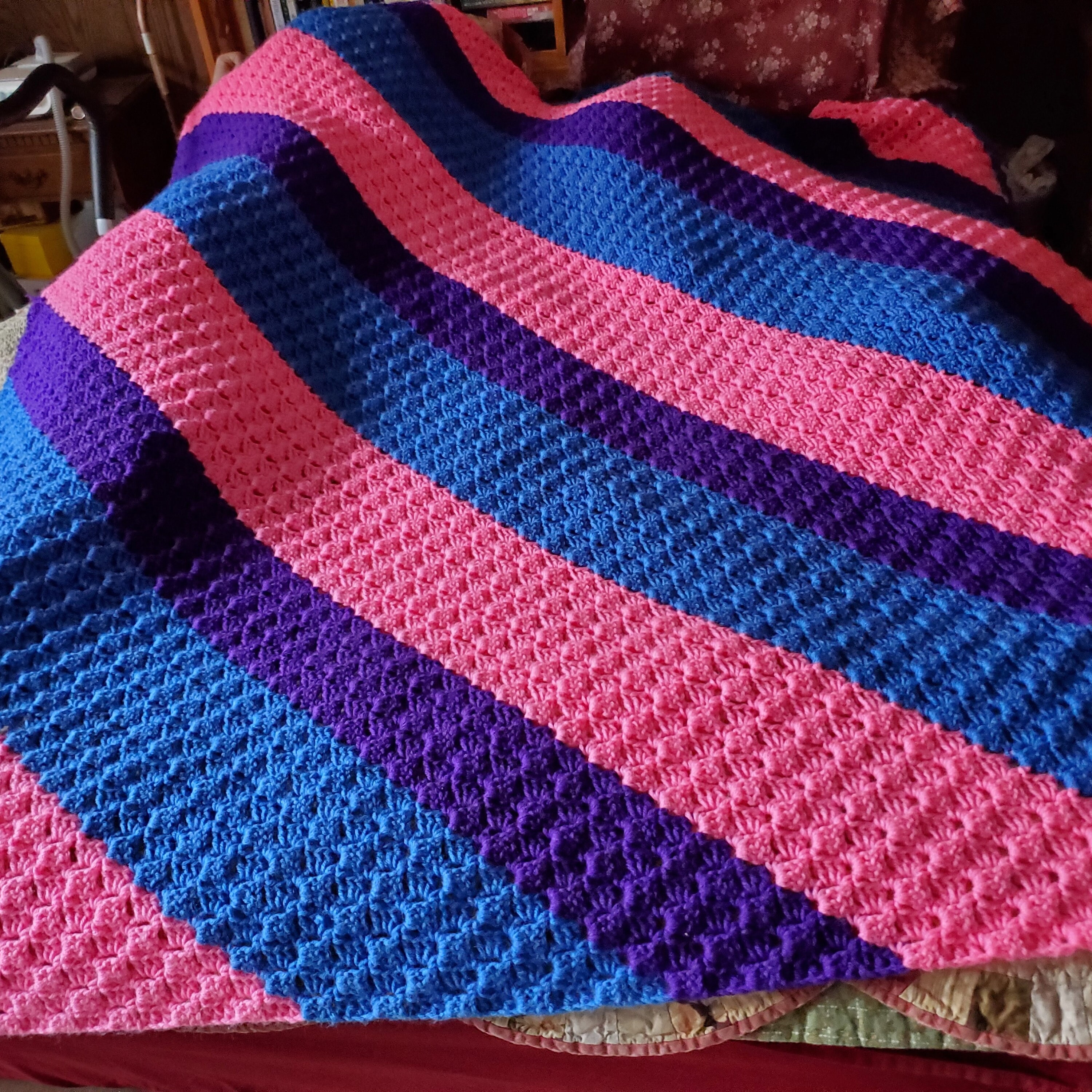 Bi-flag Colored Afghan Bi-sexual Pride Afghan Pink Blue and - Etsy
