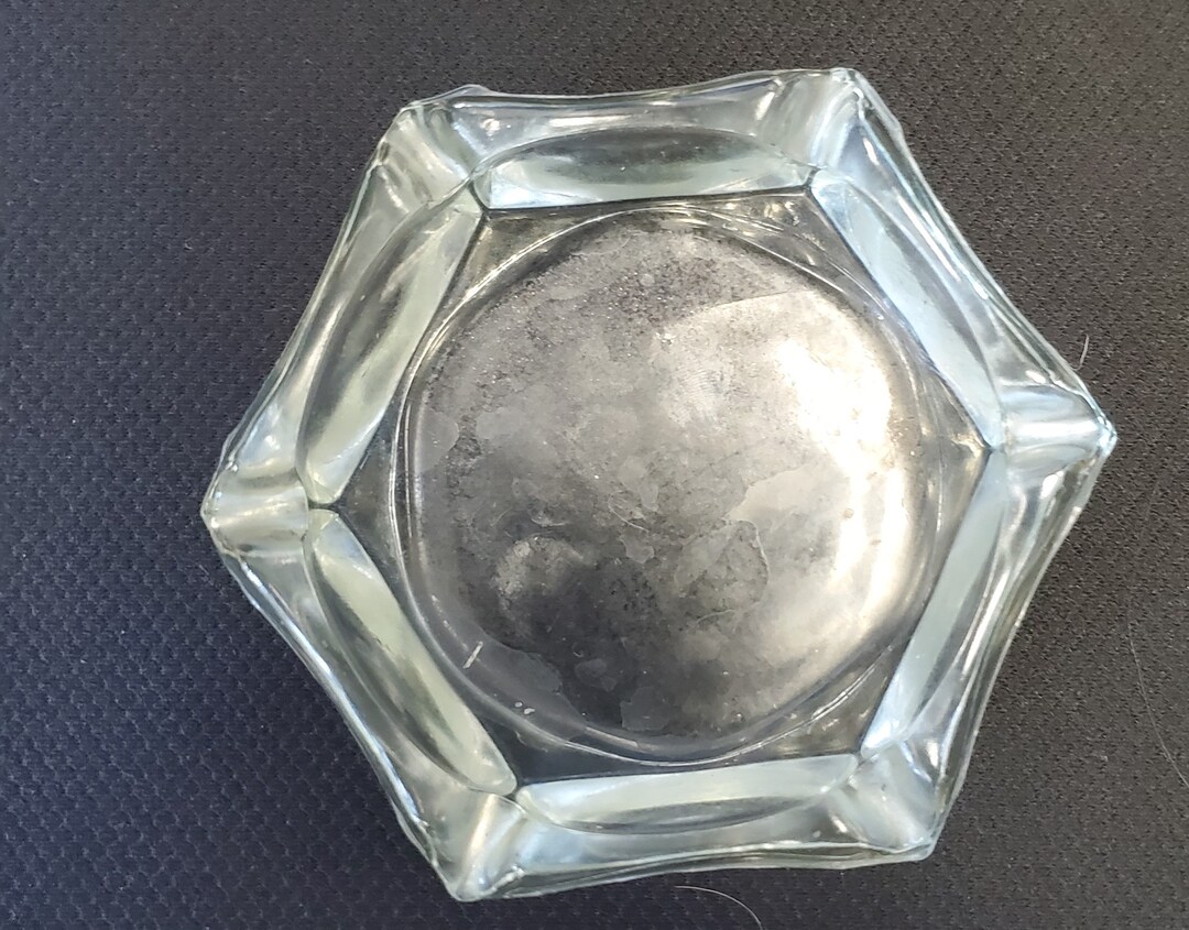 Vintage Clear Glass Ashtray, Diner Style Ashtray, Hexagon Shaped ...