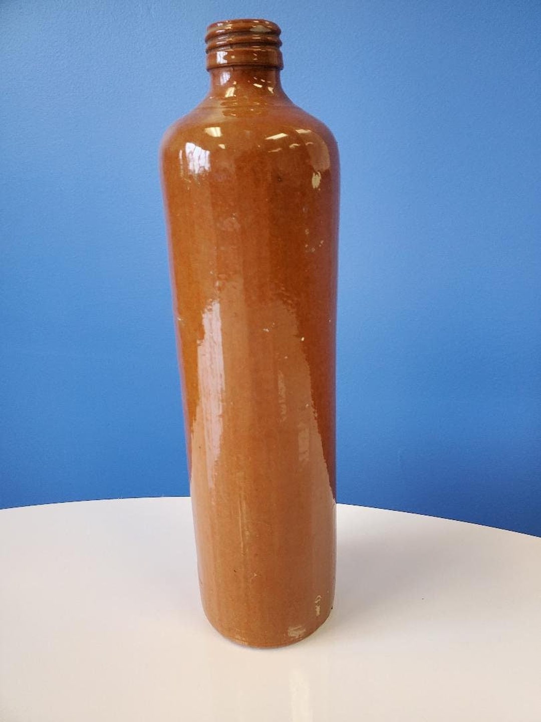 Vintage Brown Ceramic Bottle, Rustic Farmhouse Stoneware Bottle ...
